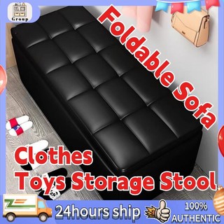 Storage Box Chair Stool Foldable Sofa Storage Box Leather Folding ...