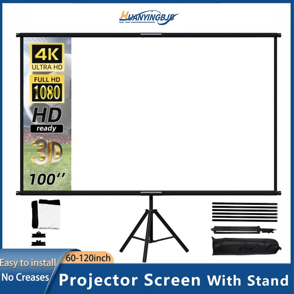 HUANYINGBJB Projector Screen With Stand White Wrinkle-Free Foldable 60 ...