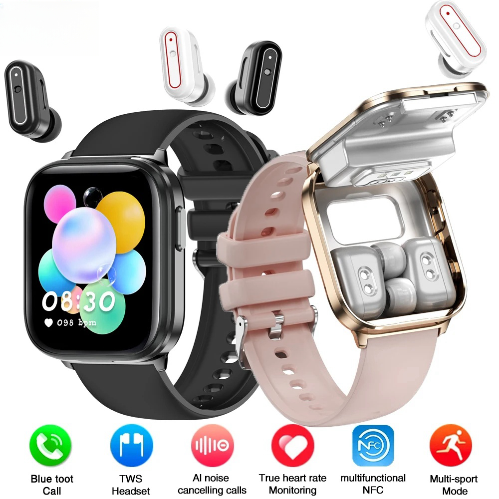 2 In 1 TWS Blue Tooth Headset Smart Watch Sports NFC Earphone ...