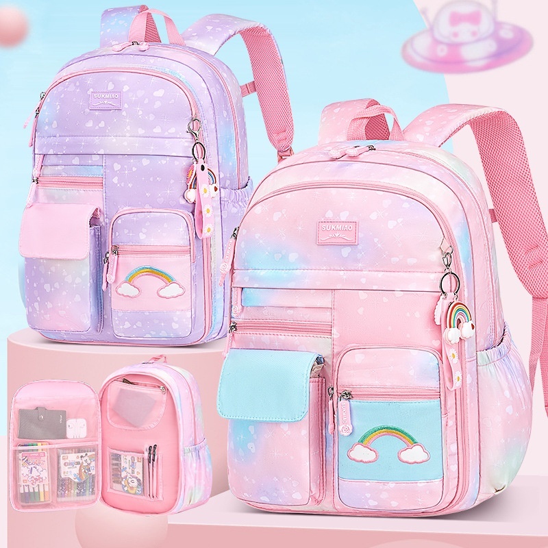 NEW Side Door Rainbow School Bag For kids Girl Waterproof Girls School ...