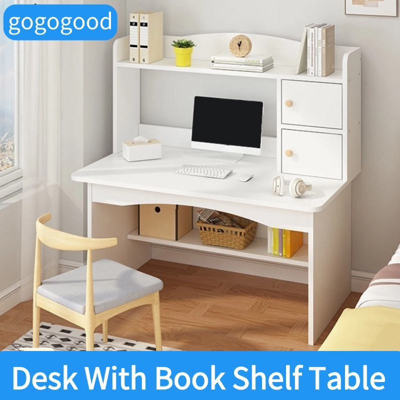 Computer Table Student Study Desk With Book Shelf Office Kids Writing ...