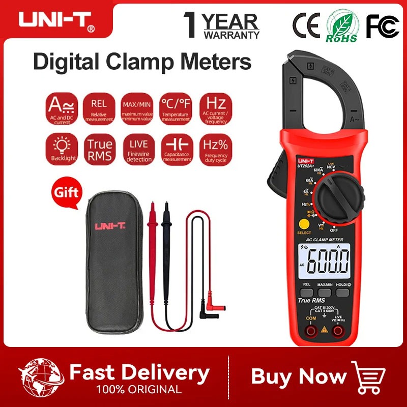 【Ready Stock】UNI-T Digital Clamp Meter UT201+/UT202+/UT203+/UT204 Plus DC AC Current Auto Range ...