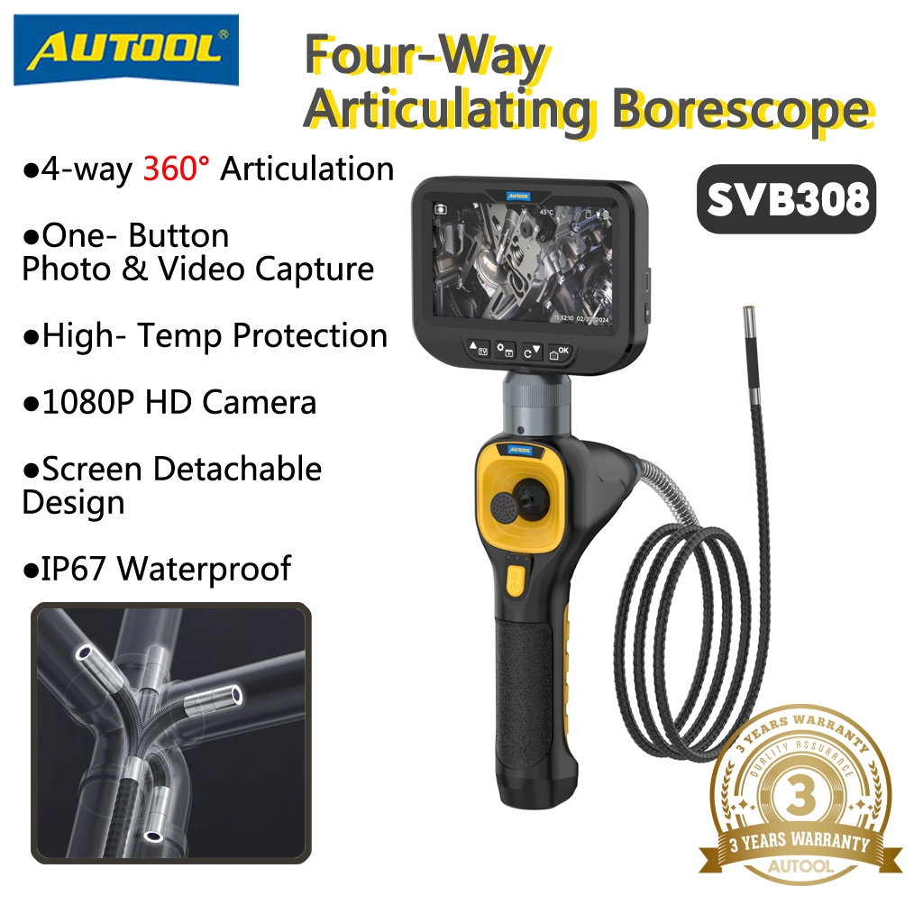 AUTOOL SVB308 1080 HD Automotive Industrial Endoscope with Light ...
