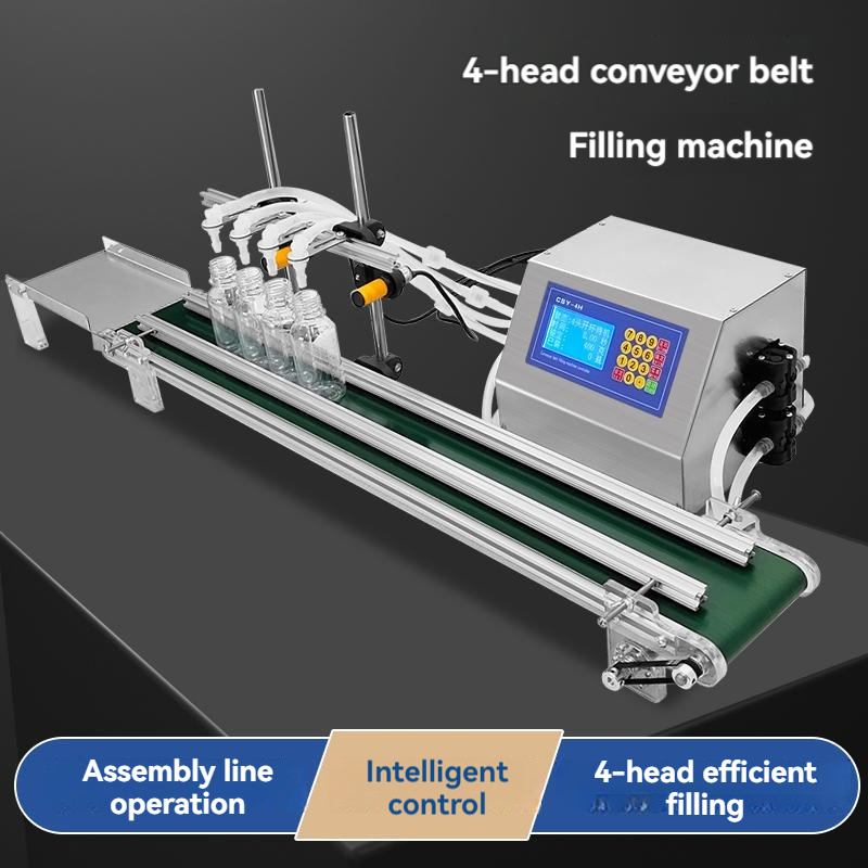 Automatic 4 head assembly line conveyor belt white alcohol filling ...