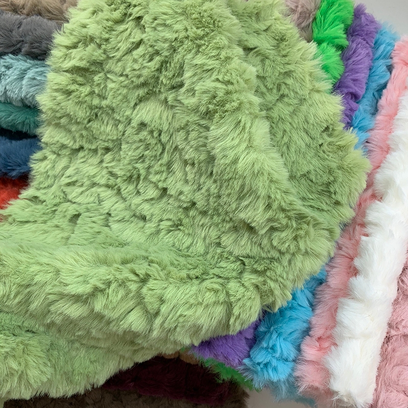 Embossed Microfiber 100% Polyester Fabric Rabbit Faux Fur Fleece Fabric ...