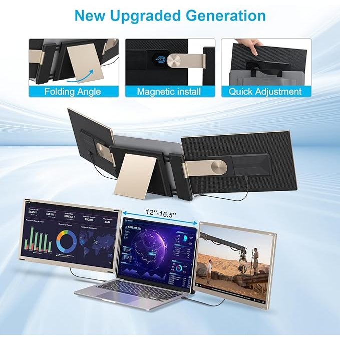 Portable laptop screen extender, 15.6-inch triple display, suitable for ...