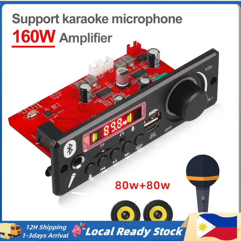 (Local Stock) 2*80W Amplifier Bluetooth 5.0 MP3 Decoder Board 12V Car ...