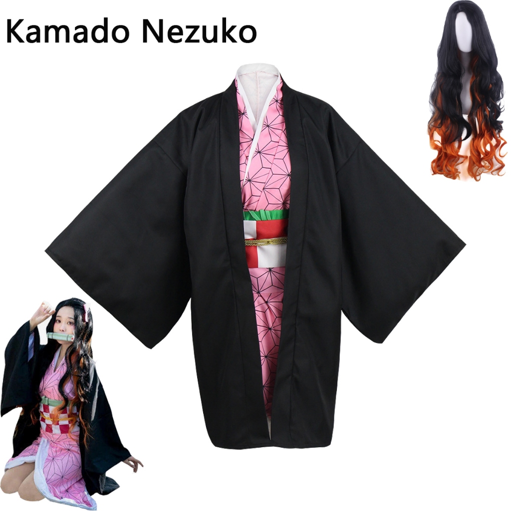 Kamado Nezuko Cosplay Costume Anime Kimono Kamado Nezuko Wig Uniform ...
