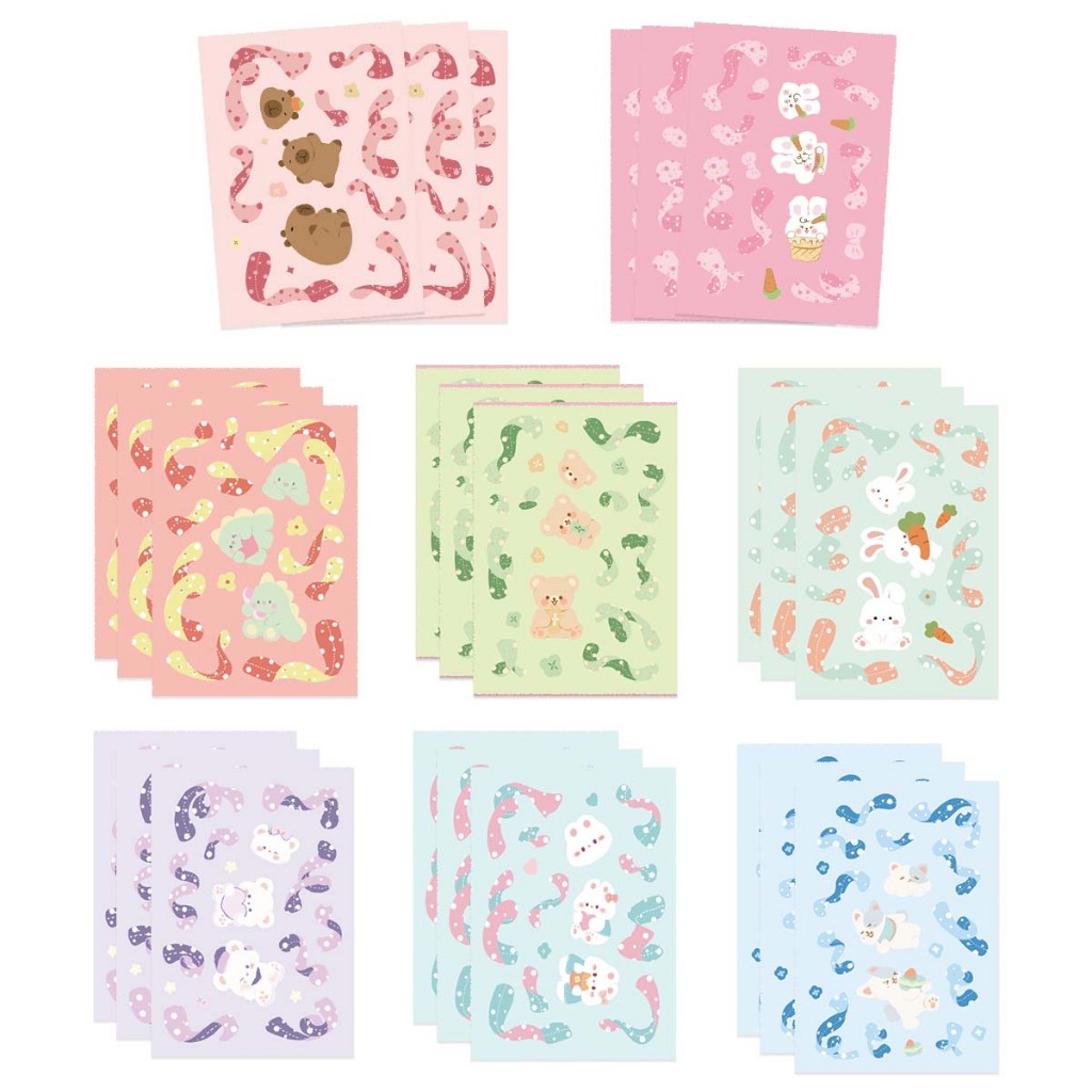 8 pcs Cartoon ribbon collage stickers Graffiti Cartoon Skateboard ...