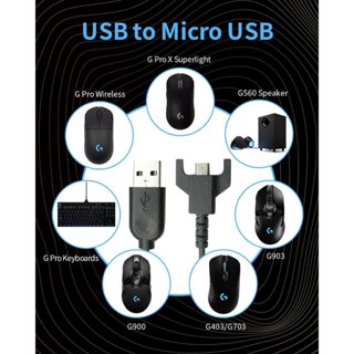 Micro USB Charging Cable for Logitech G703 G900 G903 G Pro Wireless G ...