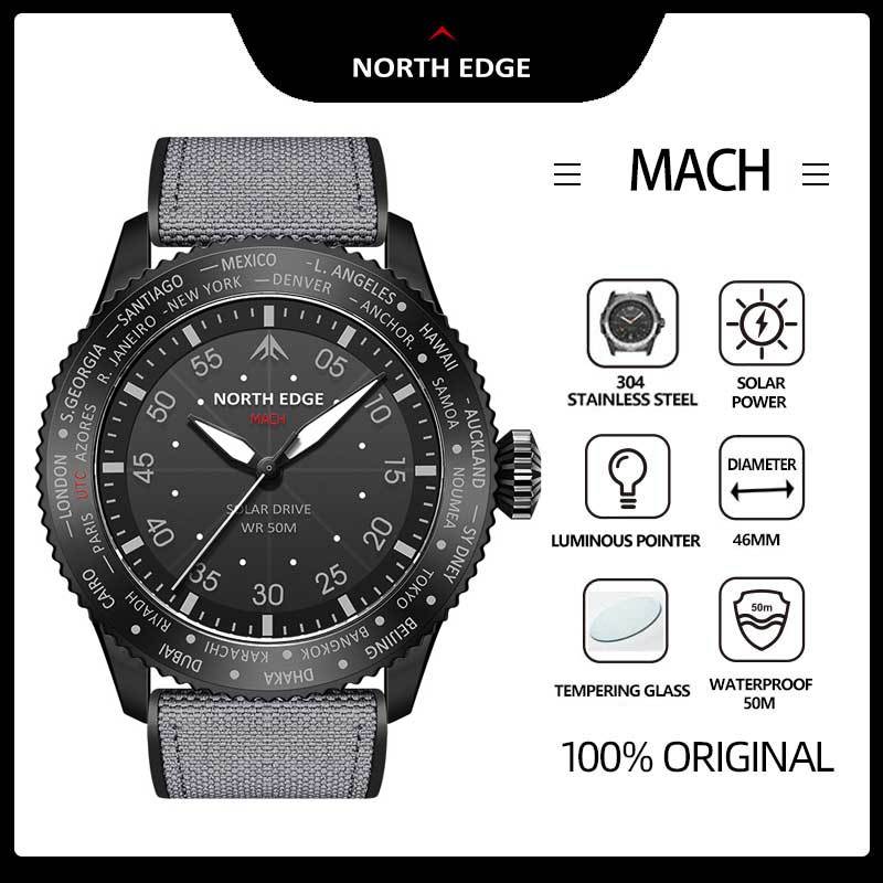 NORTH EDGE Mach Solar Rechargeable Stainless Steel Waterproof Men's ...