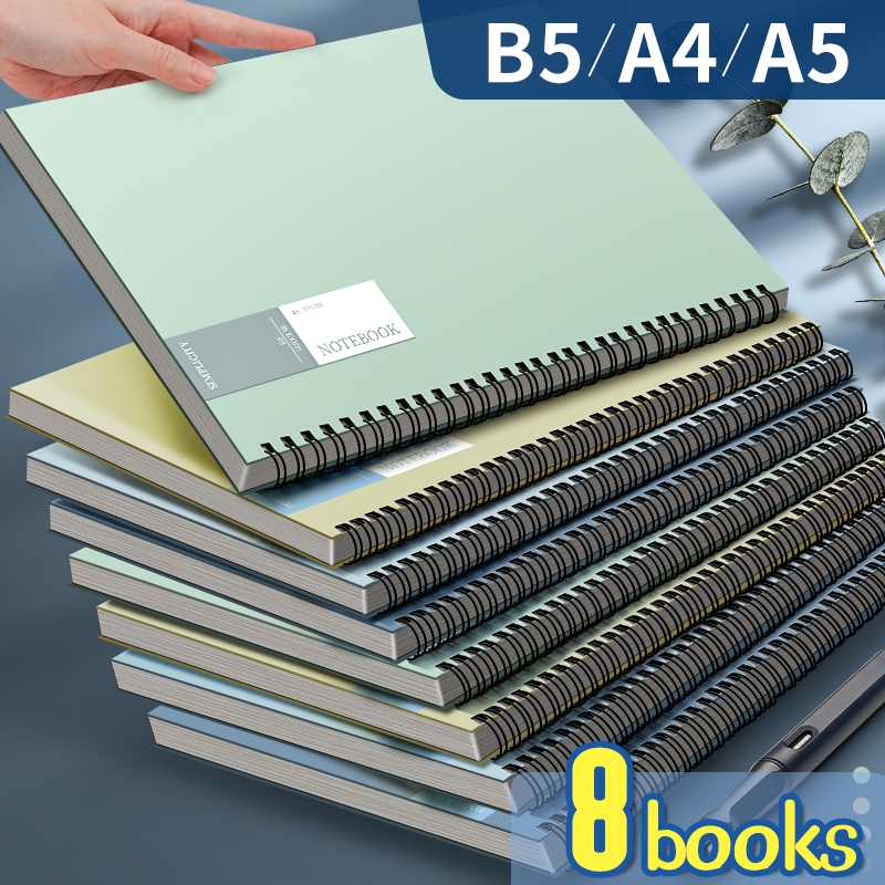 8pcs/set A5 40/80 Sheets Double Coil Design Notebook Simple Art Style ...