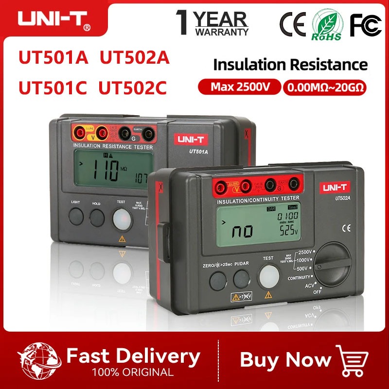 【Local delivery】UNI-T UT501A UT502A UT501C UT502C 100V-2500V Insulation ...