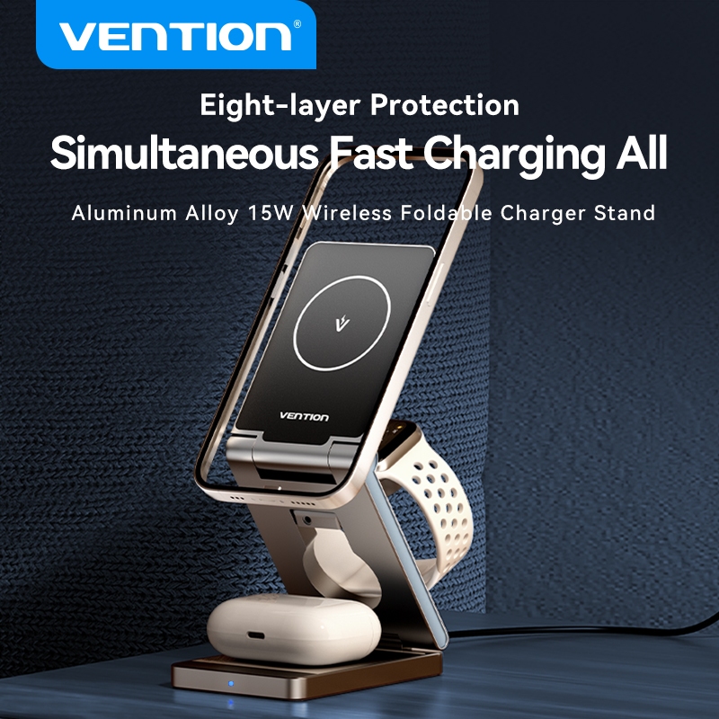 Vention 3-in-1 15W Wireless Charger Stand with MagSafe Adjustable ...
