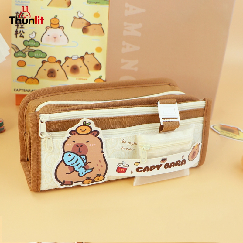 Thunlit Capybara Pencil Case Cute Kawaii Multi-layer Pencil Bag Pencil Pouch for Kids Boys ...