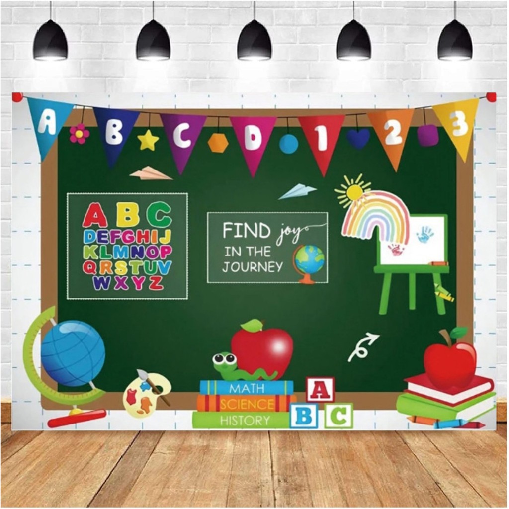 5x3ft Back to School Photography Backdeop Letter ABC Book Globe Back to ...