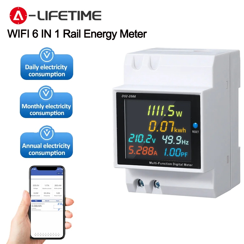 6 IN 1 AC Monitor KWH Electric Energy Frequency Meter 110V 220V 380V ...