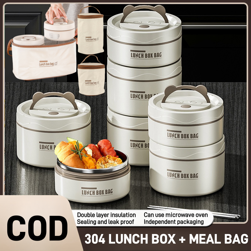 Thermal Insulated Lunch Box 304 Stainless Steel Bento Box Set Portable ...