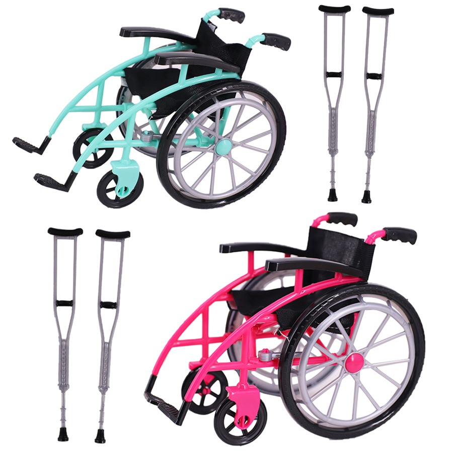 Barbie Doll Miniature Wheelchair Crutches Folding Wheelchair Toy ...