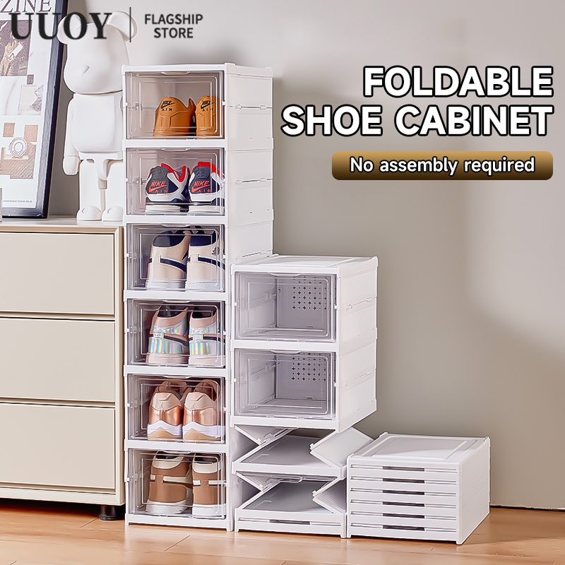 UUOY Shoe Rack Installation-Free Folding Shoe Organizer Rack Stackable ...