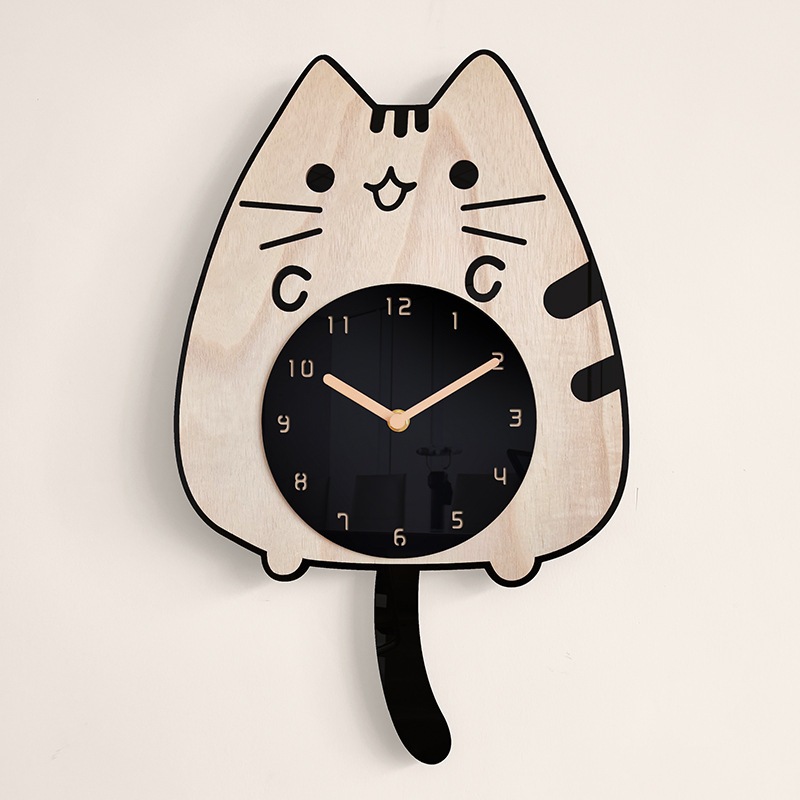 Animal Wall Clock Cat Wagging Tail Creative Silent Swing Wall Clock ...
