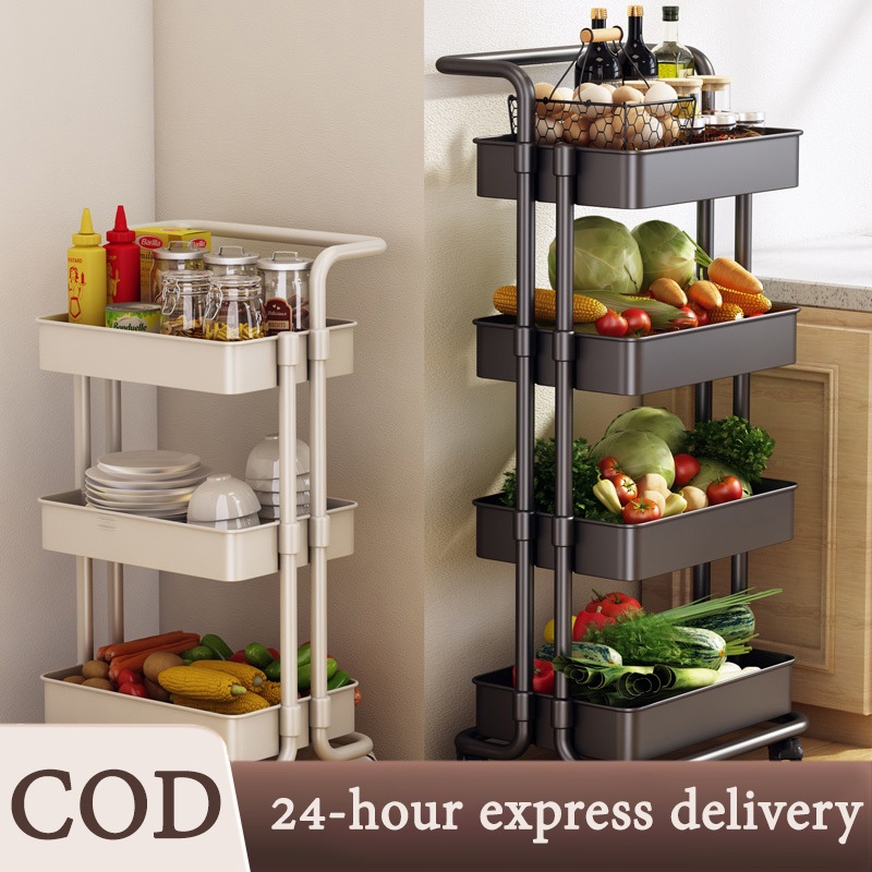 3/4 Tier Trolley Cart Organizer With Wheels kitchen Trolley Organizer ...