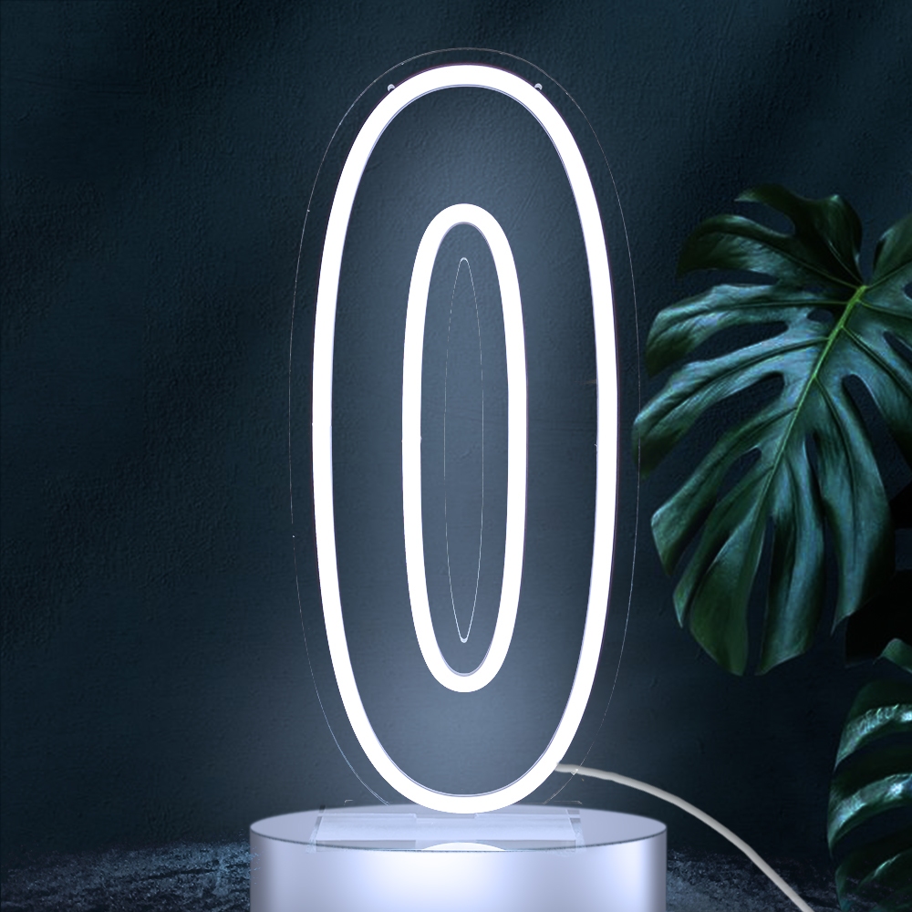 LED Number 0 Neon Sign Dimmable Neon Numbers Symbols Letters Light Sign ...