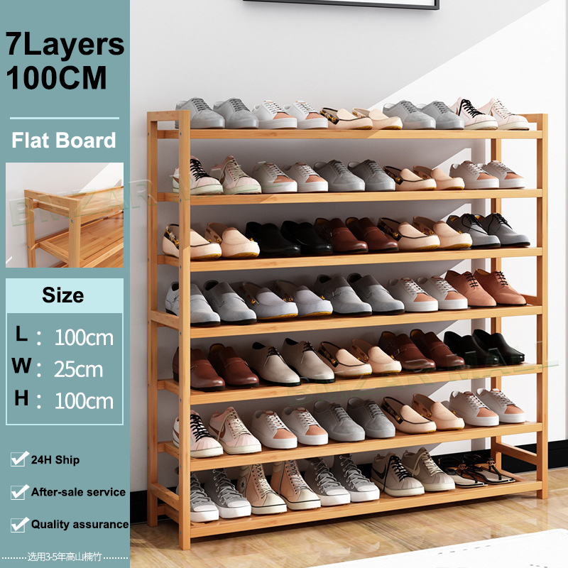 GOOREESTYLE 3/4/5/6 Layer Shoe Rack organizer Tier bamboo | Shopee ...