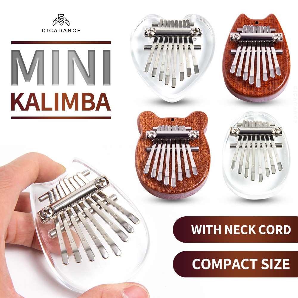 Mini Cute Kalimba 8 key Transparent Crystal Bear/Cat Calimba Thumb ...