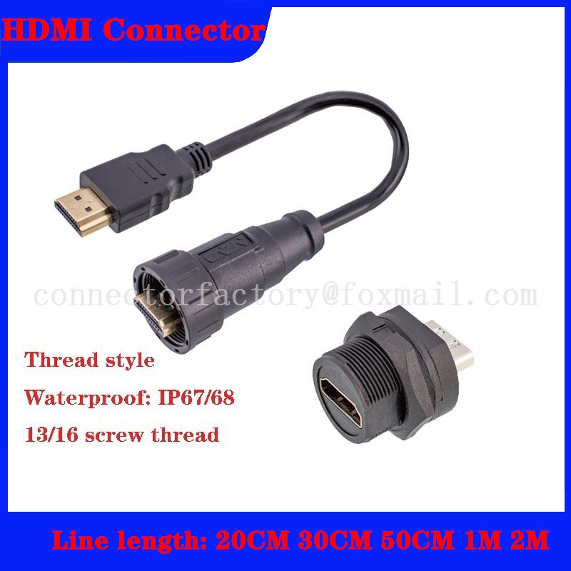 HDMI industrial connector with 2M power cord, high-definition data 2K ...
