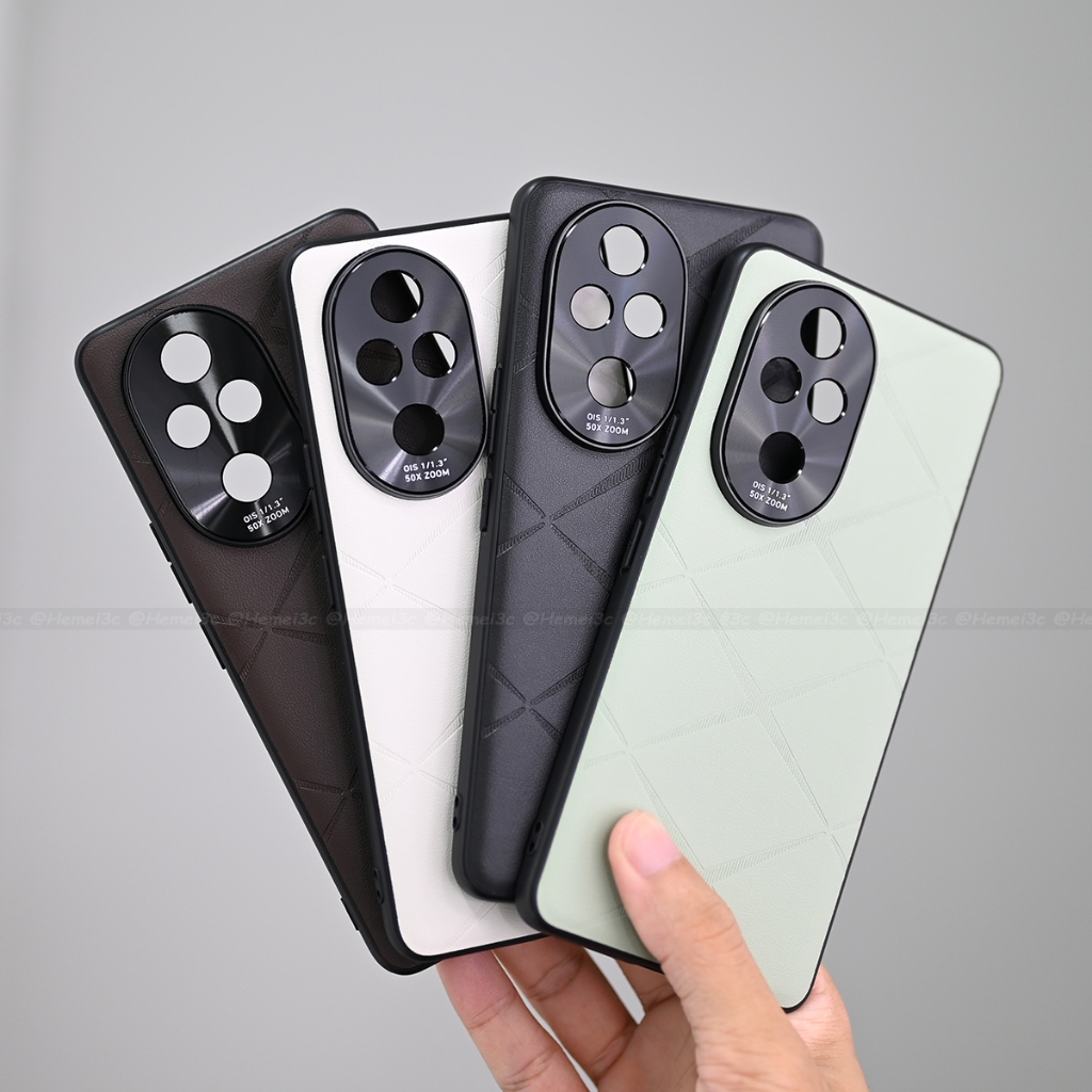 For Honor 200 Pro Casing PU Leather Rhombic Pattern Hard Phone Case ...