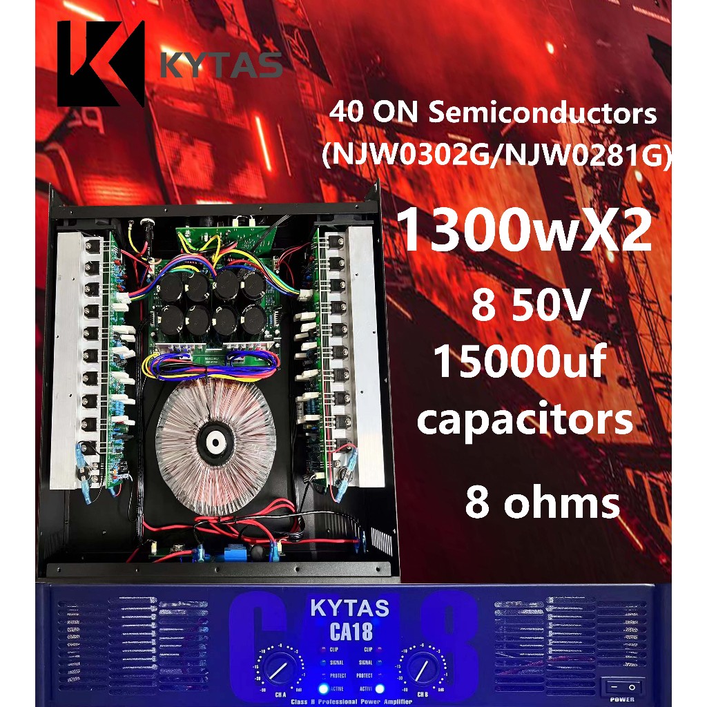 KYTAS CA18 Professional amplifier, two channels, 1300W high-power 8 ...