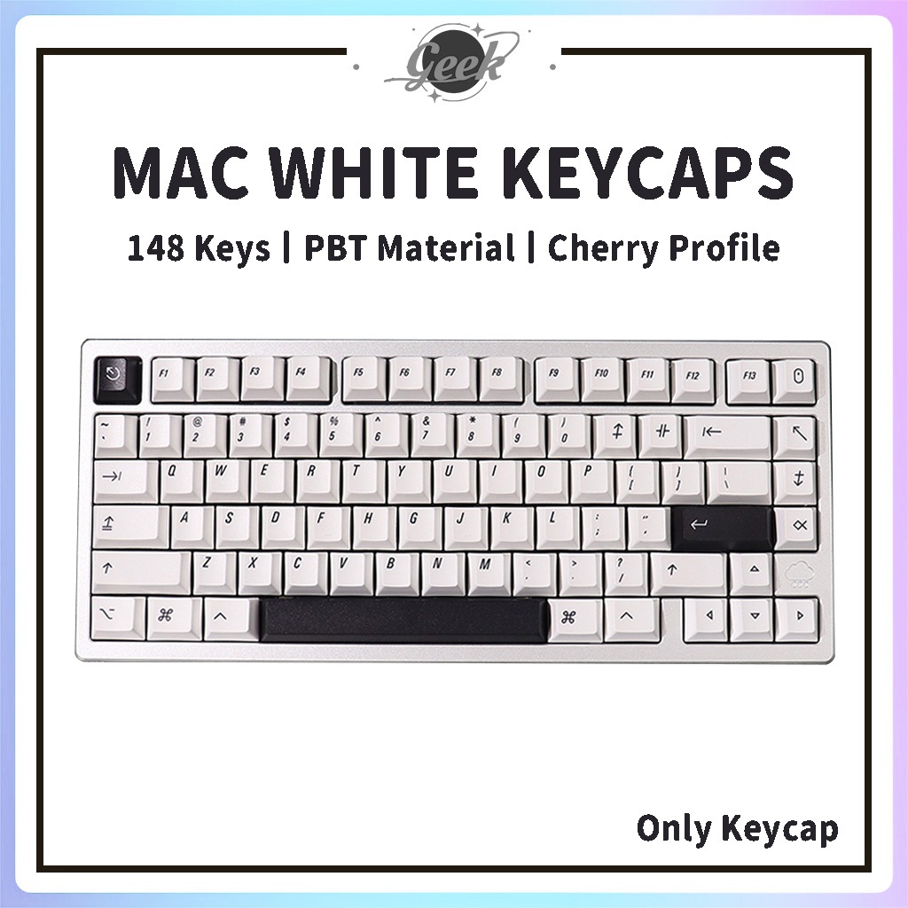 MAC White Keycaps PBT Dye-sub Cherry Profile Keycap Custom Keycaps ...