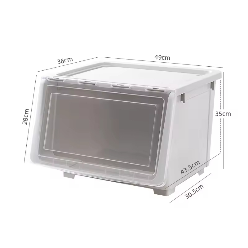 Stackable Plastic Storage Box Large Capacity Flip Top Storage Box with ...