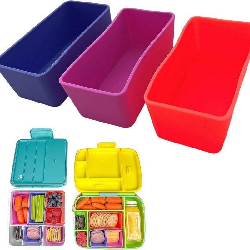 【HGPH】 Silicone Lunch Box Sauce Divider Cup With Lid Square Small ...