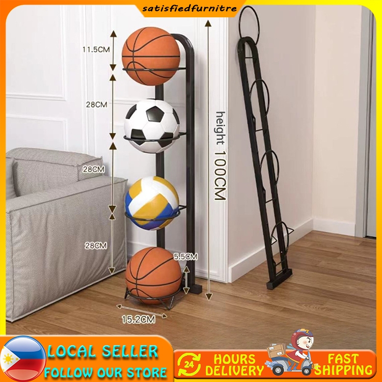 4Layer Indoor Cube Vertical Basketball Storage Ring Space Save Football ...