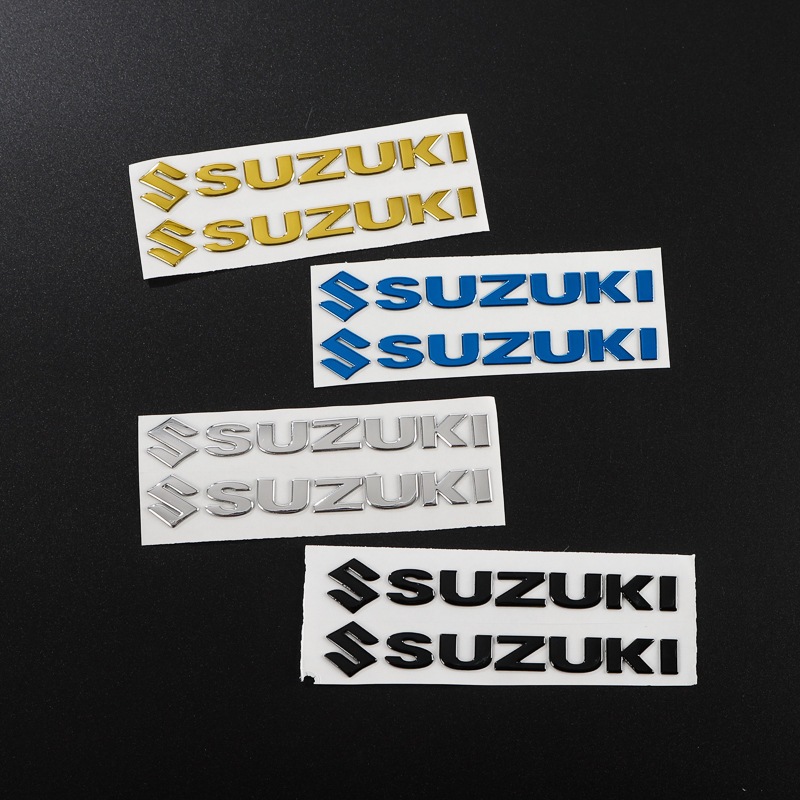 2 Pcs 3D Suzuki Emboss Letter Emblem Waterproof Badge Decal Tank Wheel ...