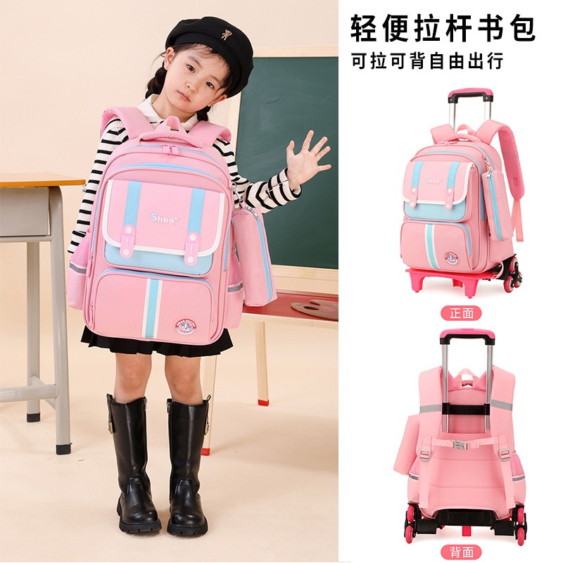 Children Trolley Schoolbag Elementary School Students Detachable Big ...