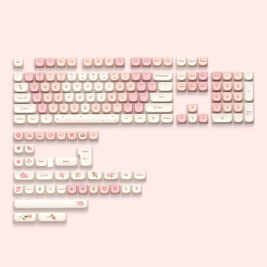 XVX Sakura Cherry MOA Profile Double Shot PBT Keycap Set (143-Key ...