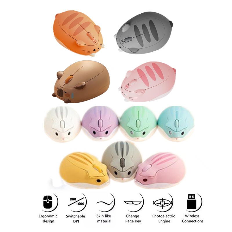 Wireless Mouse Silent Mice Capybara Cat Hamster Theme 2.4GHz Cute ...