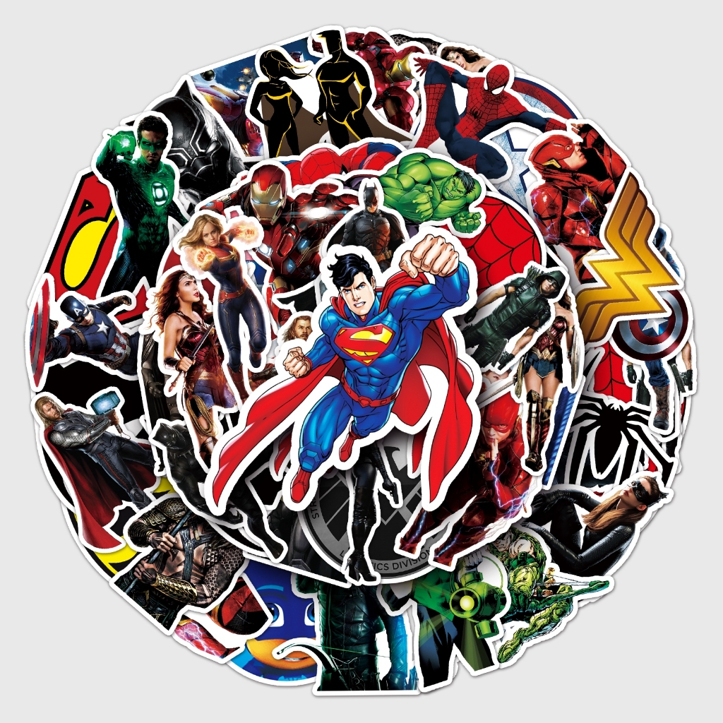Funny 50 Piece Marvel Superhero Superman Iron Man Mixed Stickers DIY ...