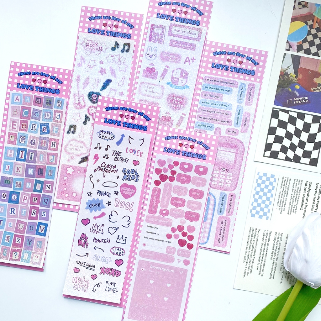 Korean Style Goo Card Stickers Flash Film DIY Decoration Handbook Pink ...