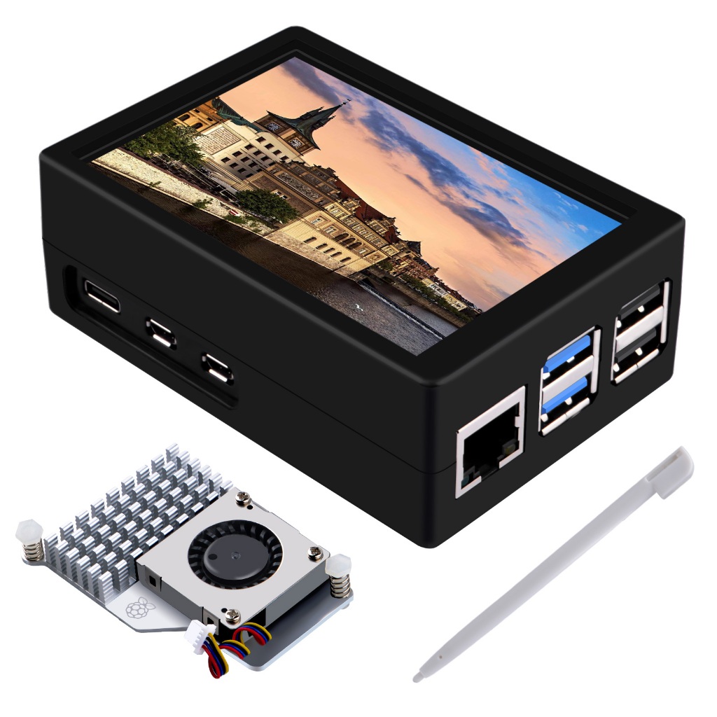 52Pi 3.5 Inch 480x320 Pixels Display with ABS case & Active Cooler Kit ...