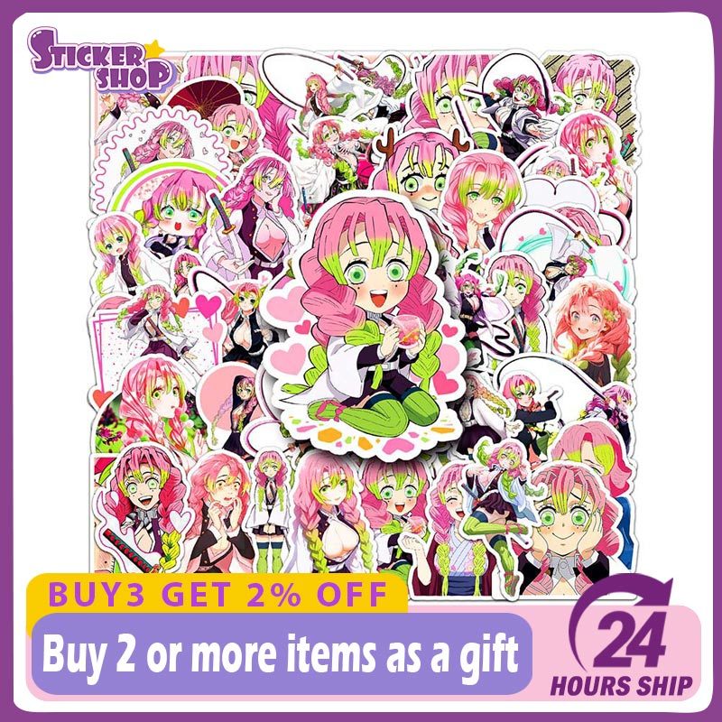50pcs Demon Slayer Kanroji Mitsuri Stickers Cute Girls Cartoon Sticker ...