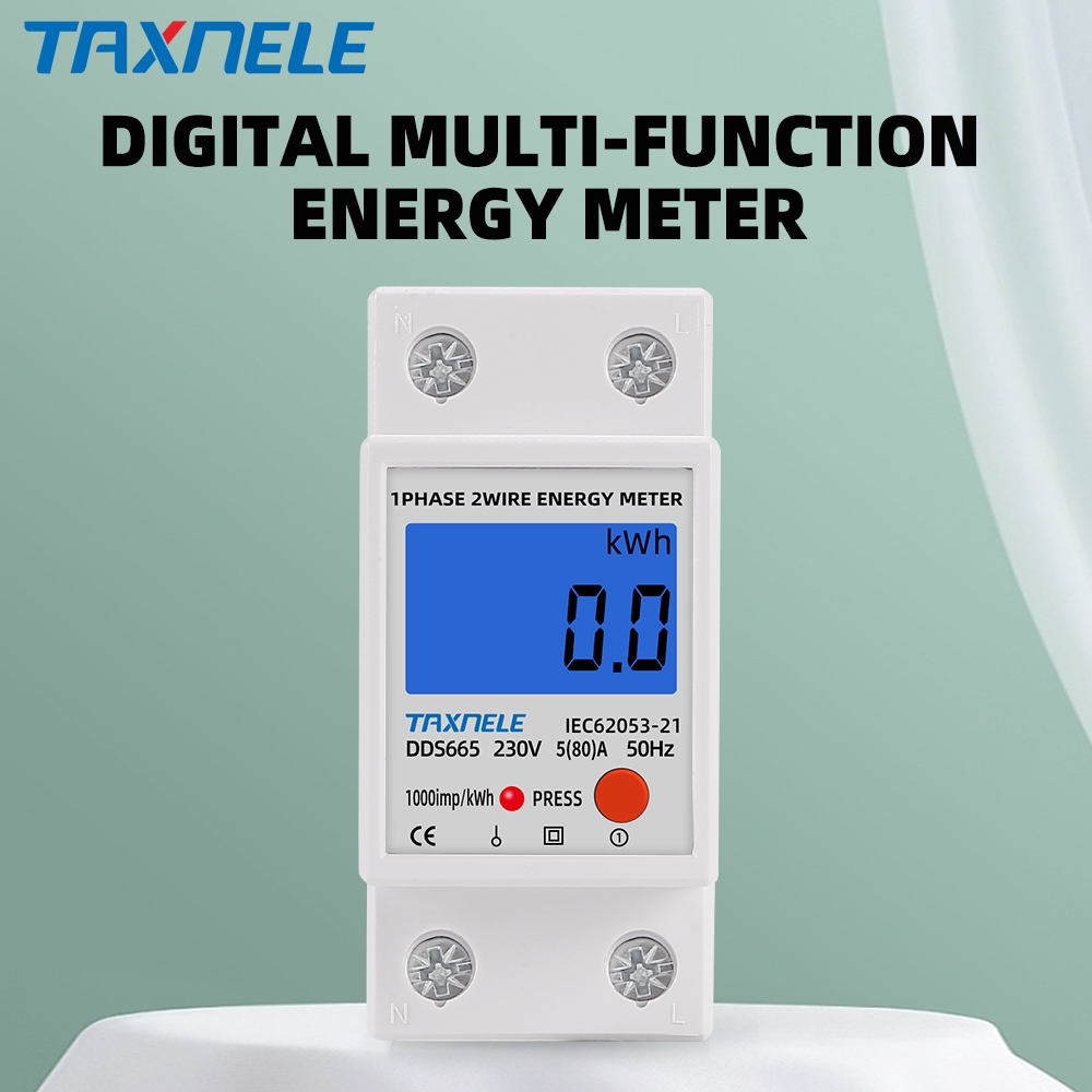 TAXNELE Single Phase LCD Digital DIN rail Reset Energy Meter kWh ...