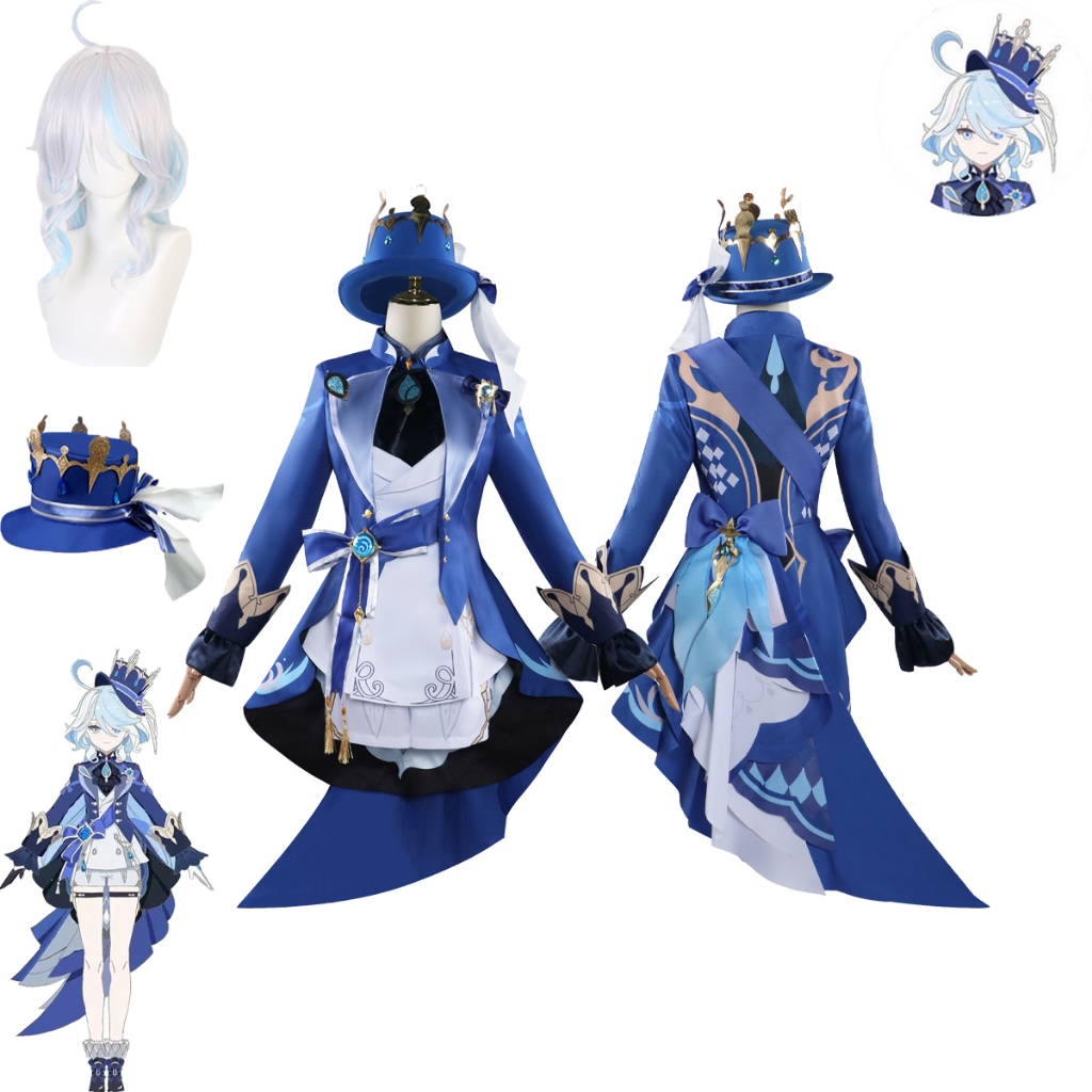 Genshin Impact Furina Focalors Cosplay Costume Full Set Carnival ...