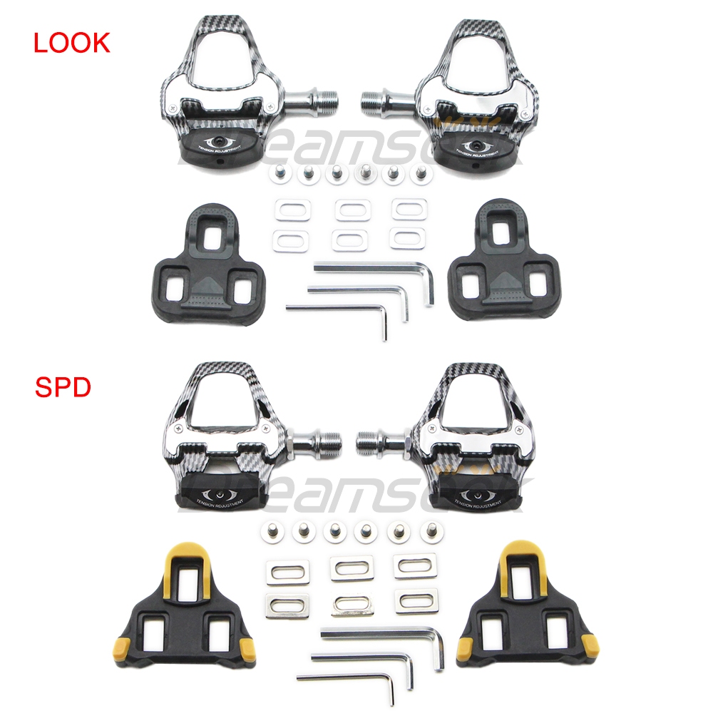 Road Bike Clipless Pedal Set For SPD / LOOK System Self-Locking Bicycle ...
