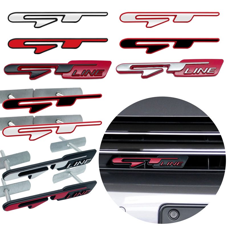 3D GT line Car Logo Fender Rear Trunk body Emblem Badge sticker For ...