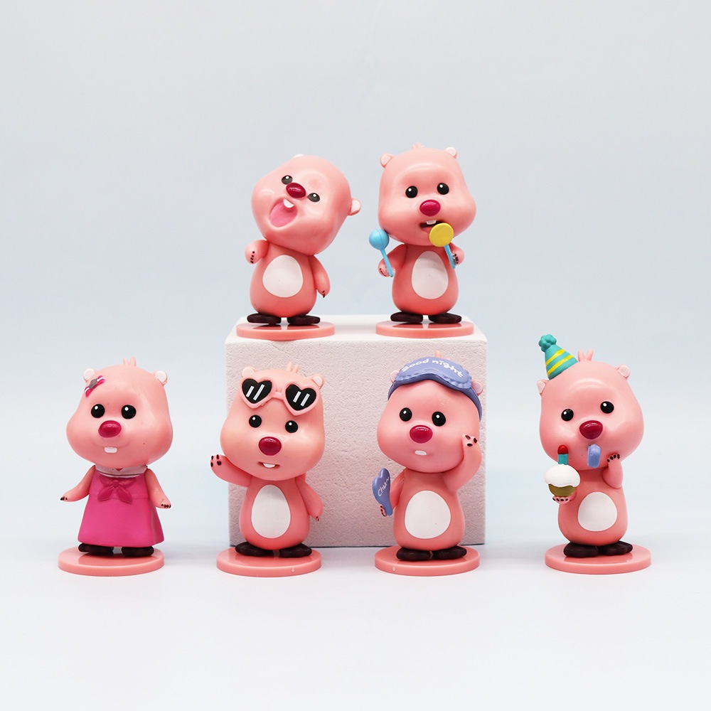 6Pcs/Set 7.5cm Anime Little Penguin Pororo Figure Pink Cute Loopy ...