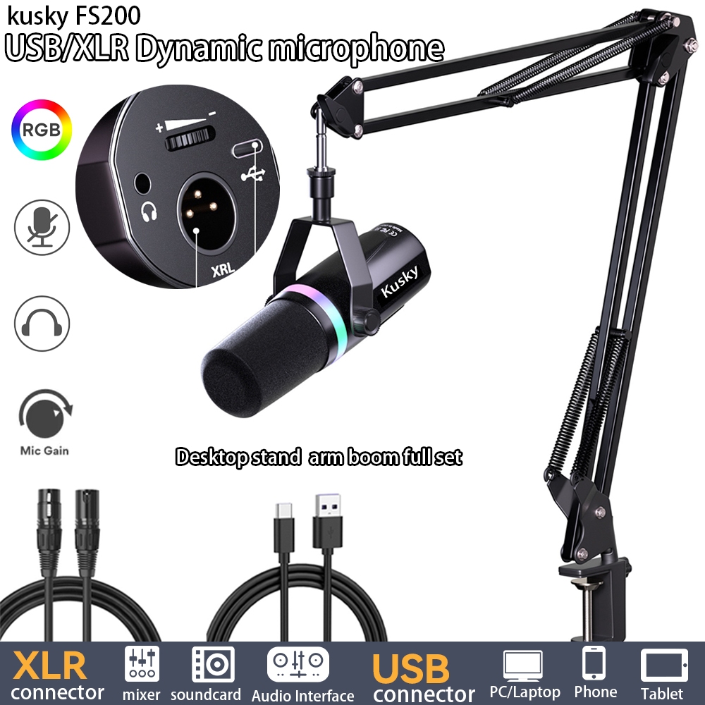 Kusky FS200 Dynamic Microphone XLR USB Dual Model Microphone Gaming Mic ...